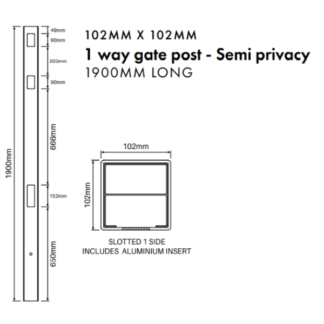 1-Way PVC Gate Post for DIY Semi-Privacy Hamptons Fencing